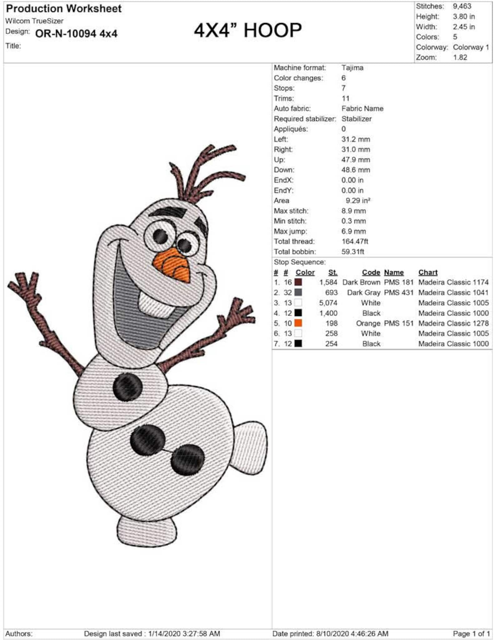 Happy Olaf Embroidery Design 4 Sizes Embroidery Designs - Etsy