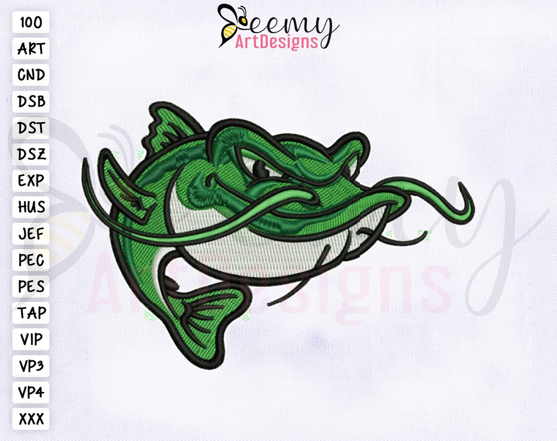 Angry Catfish Machine Embroidery Design | 4x4 Hoop Catfish Embroidery ...