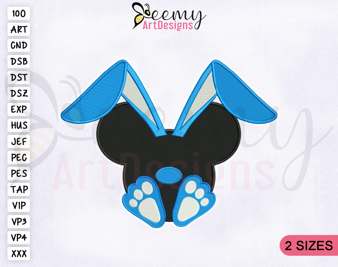 Mickey Bunny Ear Machine Embroidery Design | 4x4 Hoop | 5x7 Hoop EMB ...