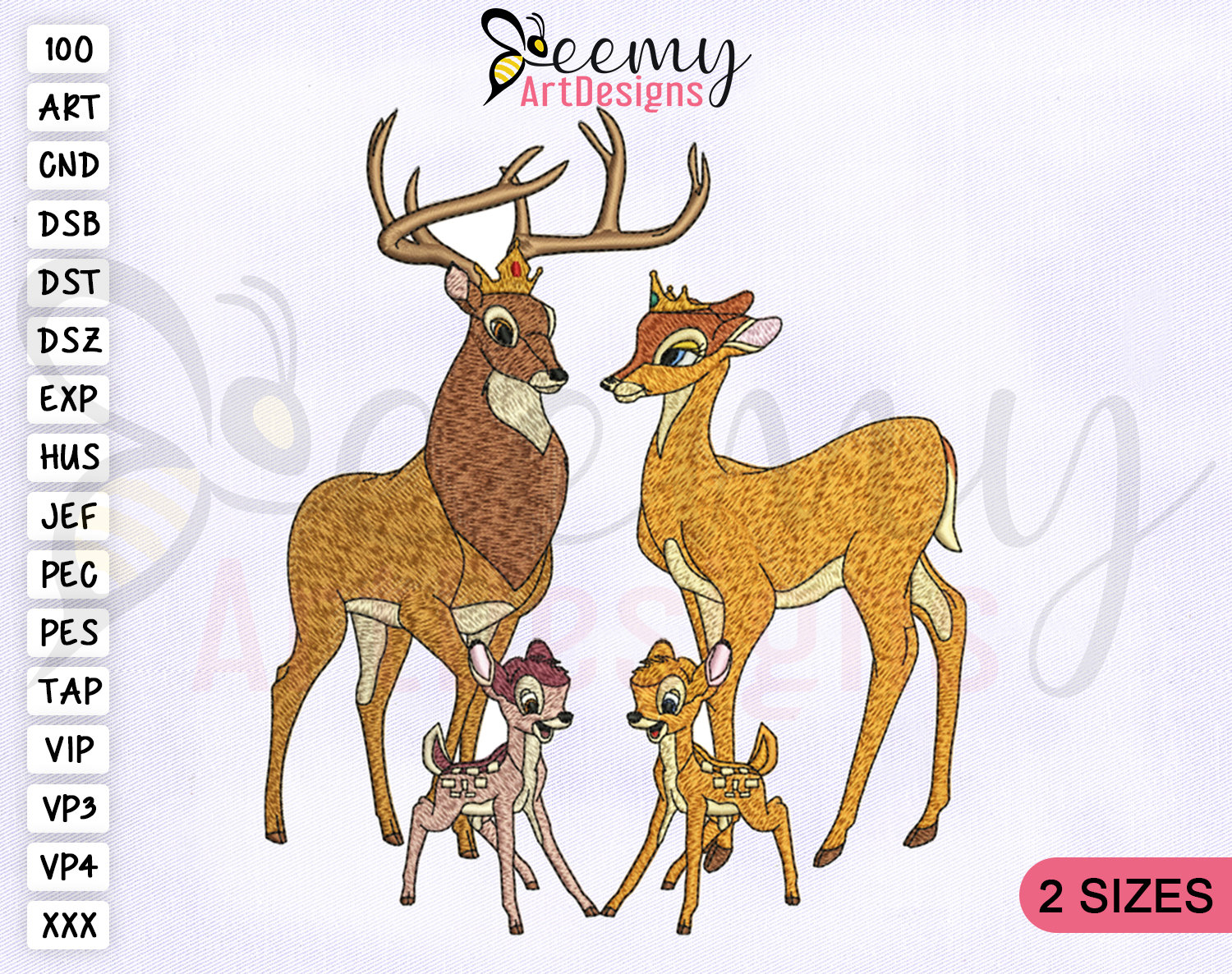 Bambi Family Machine Embroidery Design 4x4 & 5x7 Hoop Bambi - Etsy