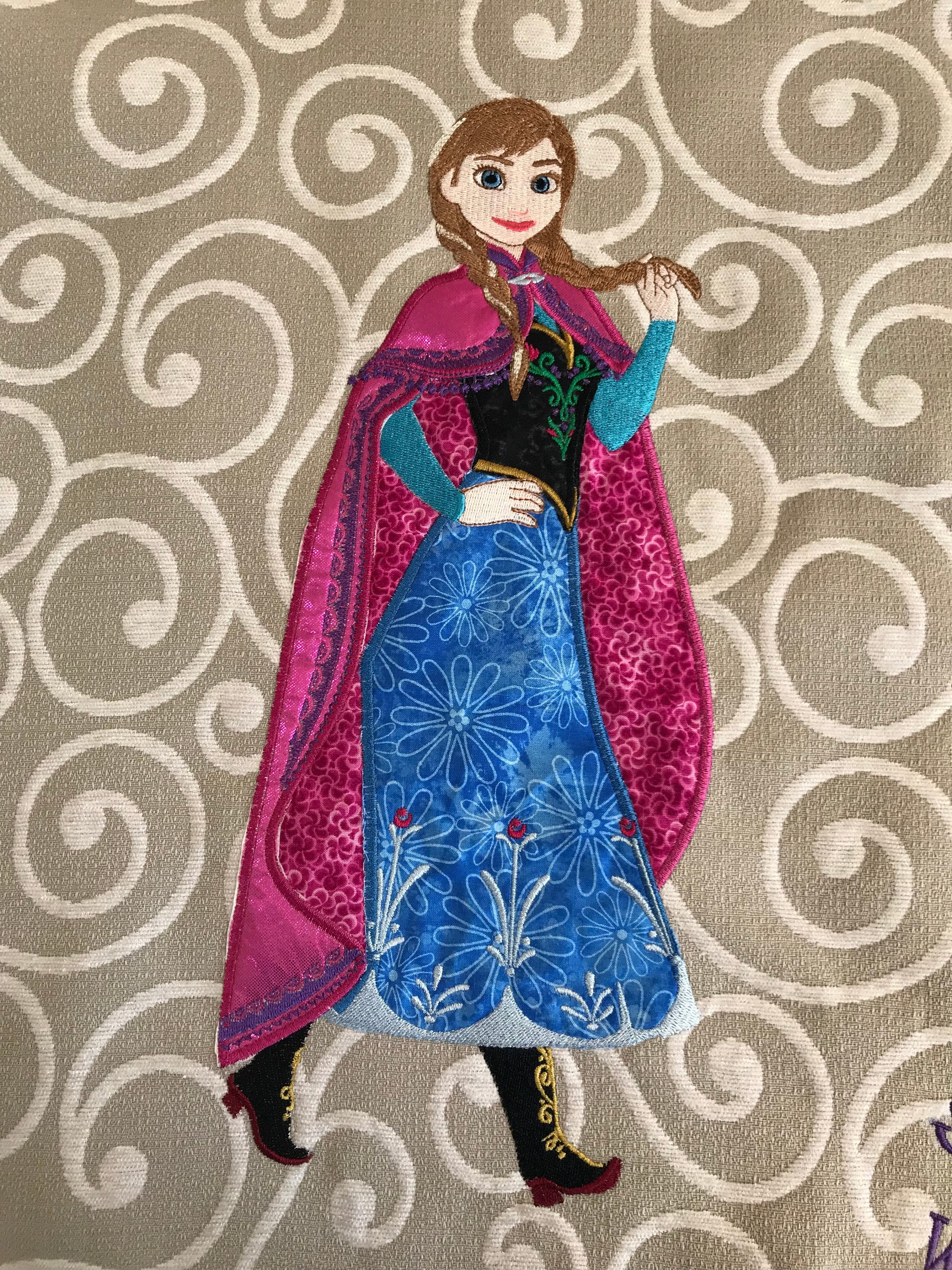 Princess Anna Applique Embroidery Design 14x6 Larger Hoop - Etsy