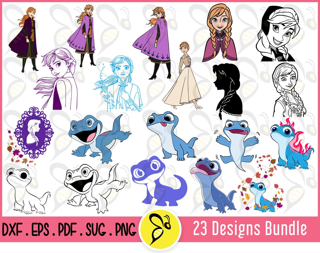 Frozen Princess SVG Vector Art Designs Bundle, Frozen Princess Anna SVG ...