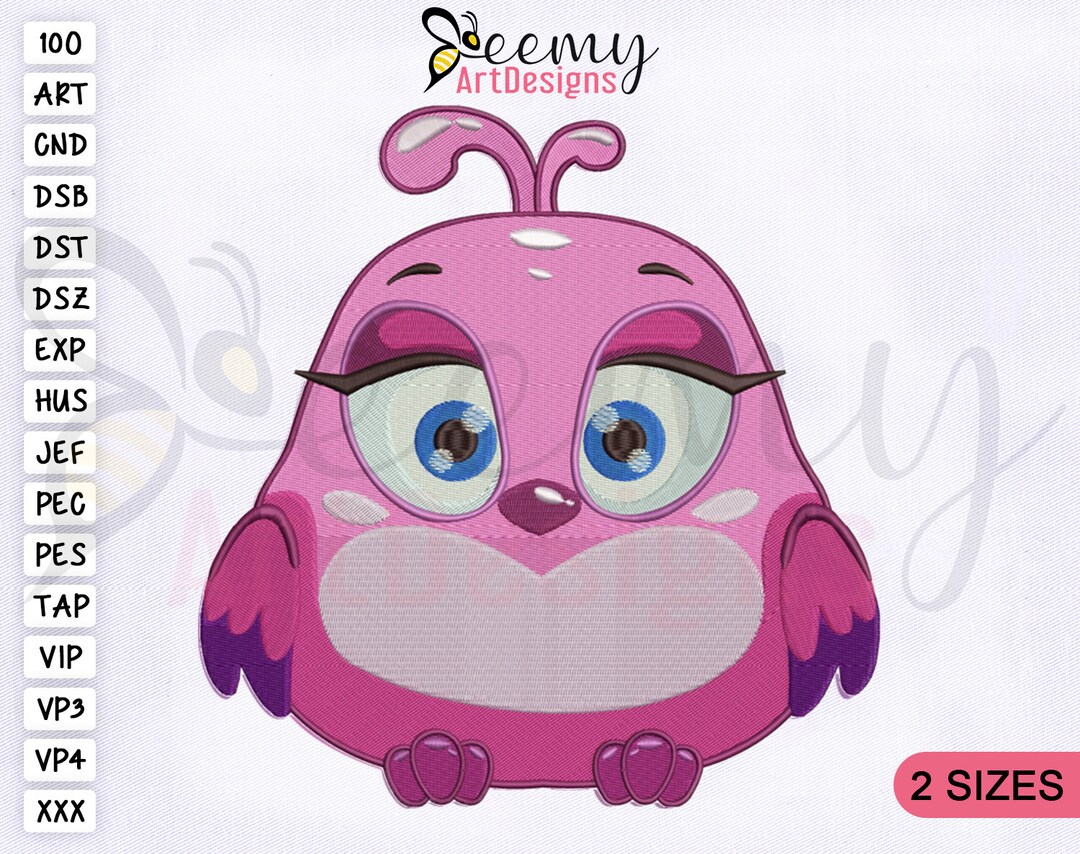 Cute Pink Bird Machine Embroidery Design, 4x4 and 5x7 Hoop, Bird ...