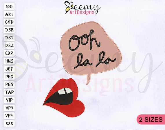 The Hotter Lips Says Ooh La La Embroidery Design 4x4 and 5x7 - Etsy