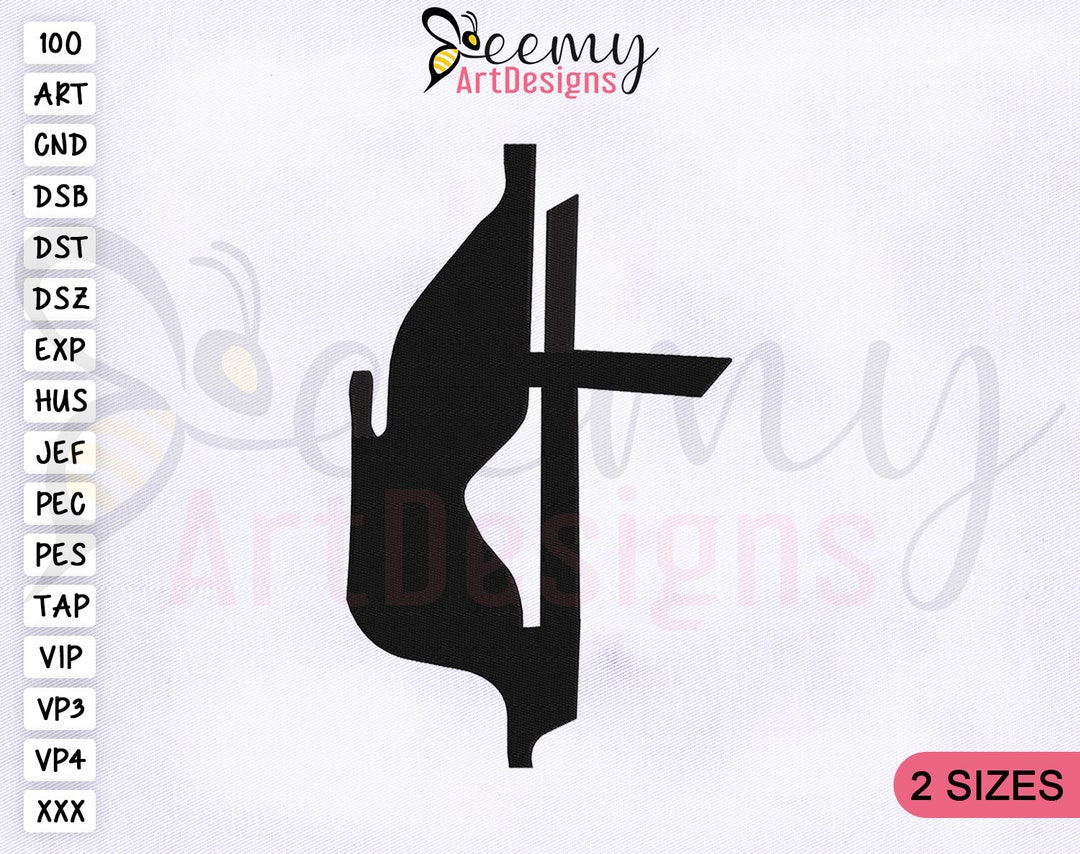 United Methodist Cross Machine Embroidery Design | 4x4 and 5x7 Hoop EMB ...