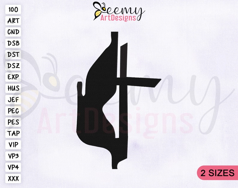 United Methodist Cross Machine Embroidery Design | 4x4 and 5x7 Hoop EMB ...