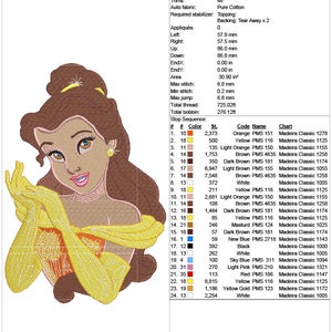 Beauty and the Beast Belle Embroidery Design, Beauty and the Beast ...