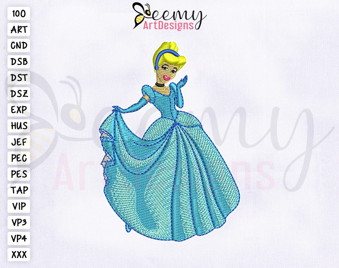 Princess Cinderella Embroidery Design, 4x4 Hoop Embroidery Design ...