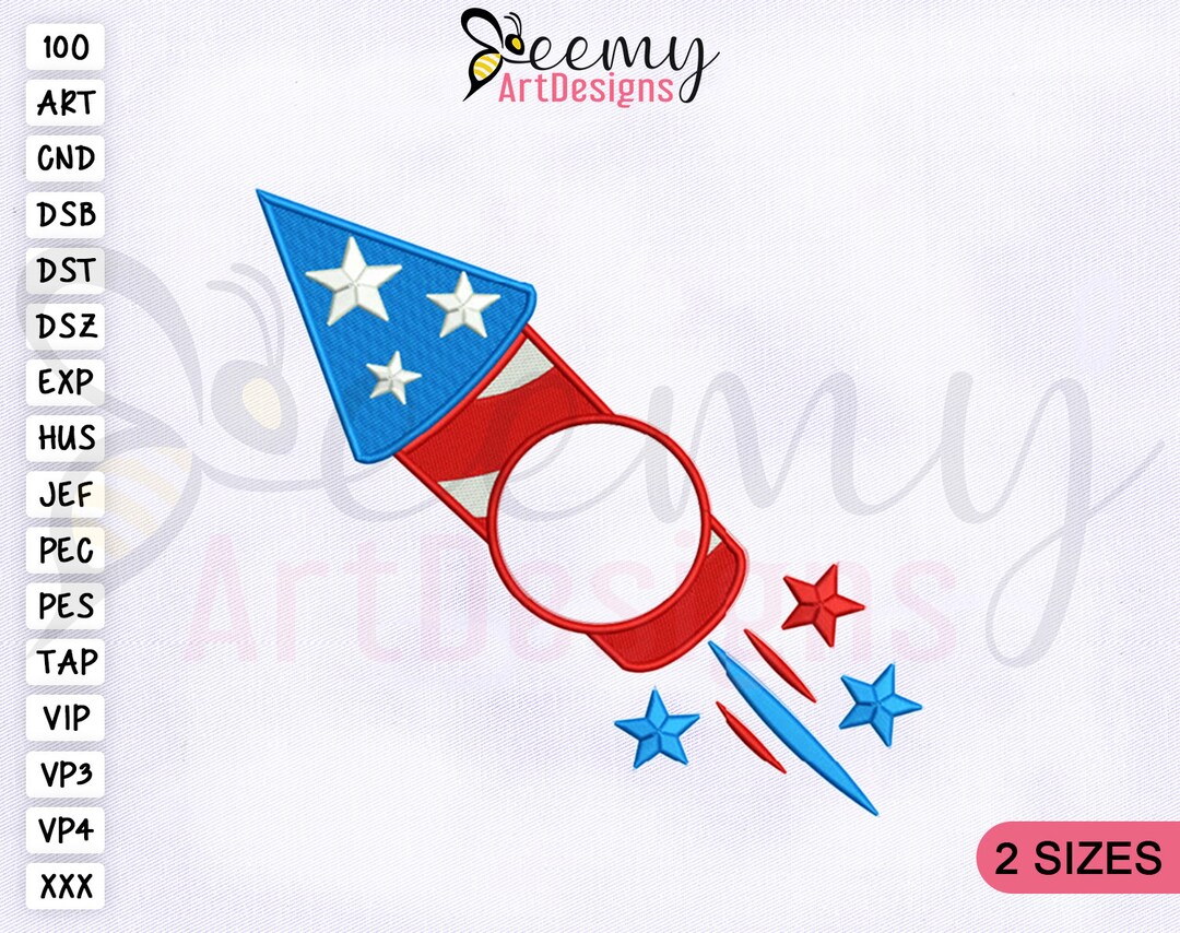 USA Firecracker Monogram Machine Embroidery Design | 4x4 Hoop | 5x7 ...