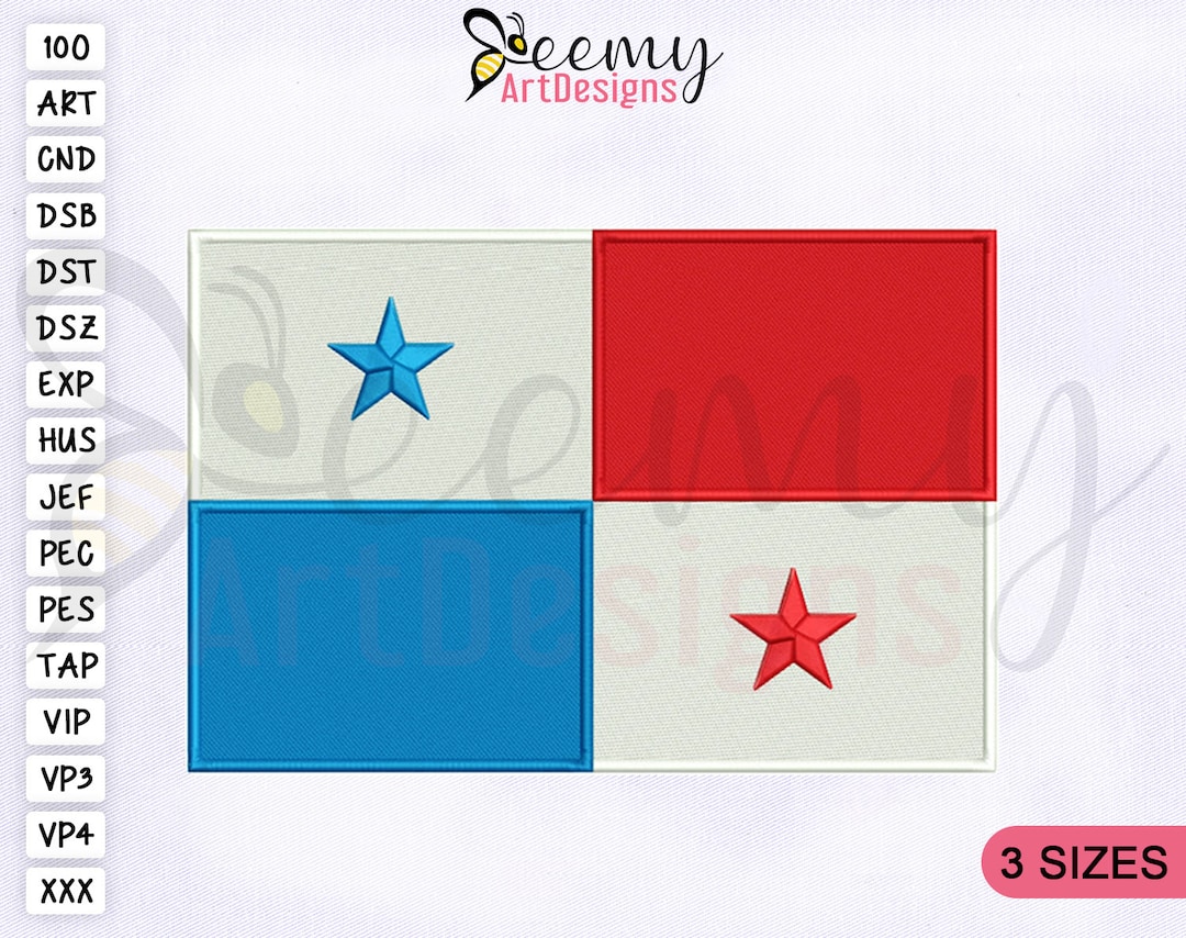 Panama Flag Machine Embroidery Design | 2.5x2.5 Cap Design | 4x4 Hoop | 5x7 Hoop | Panama Flag ...