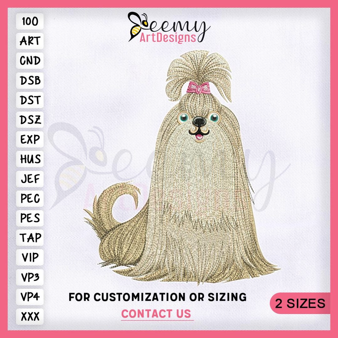 Chinese Dog Lhasa Apso Machine Embroidery Design | 4x4 Hoop | 5x7 Hoop ...