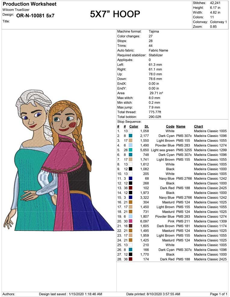 Frozen Princess Anna & Elsa Embroidery Design 4x4 and 5x7 - Etsy