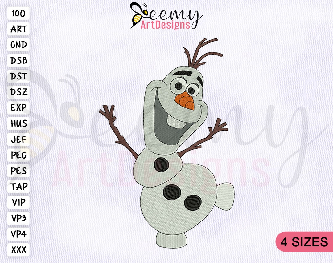 Happy Olaf Embroidery Design, 4 Sizes Embroidery Designs, Olaf ...