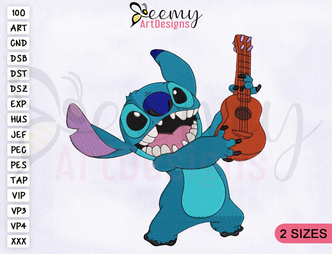 Stitch With Guitar Machine Embroidery Design, Stitch Machine Embroidery ...