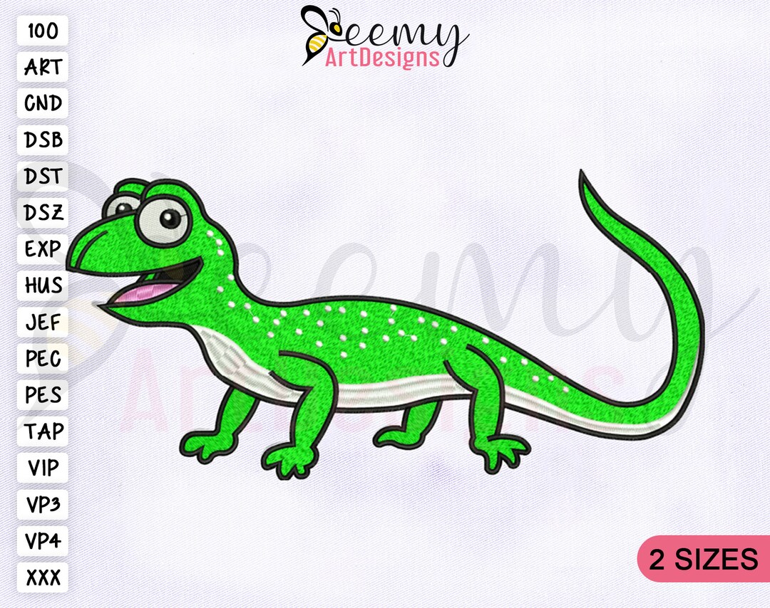 Happy Crazy Lizard Embroidery Design, 4x4 & 5x7 Hoop, Lizard Machine ...