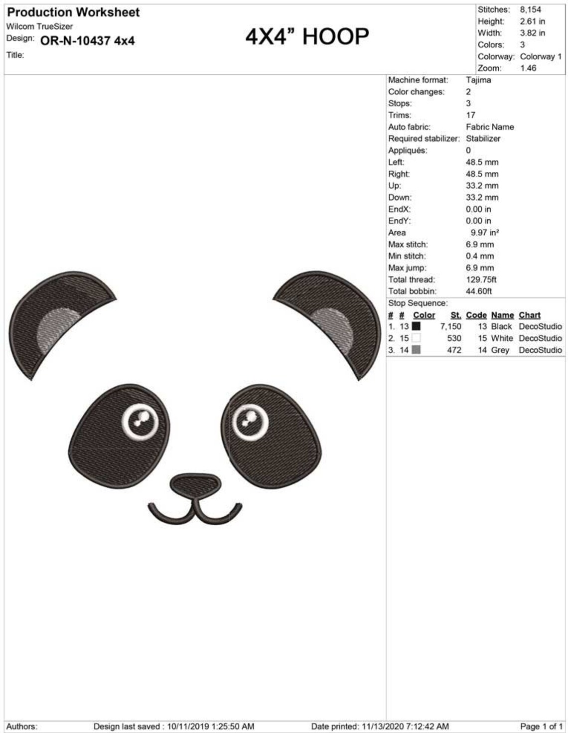 Round-eyed Panda Face Embroidery Design 4x4 and 5x7 Hoop - Etsy