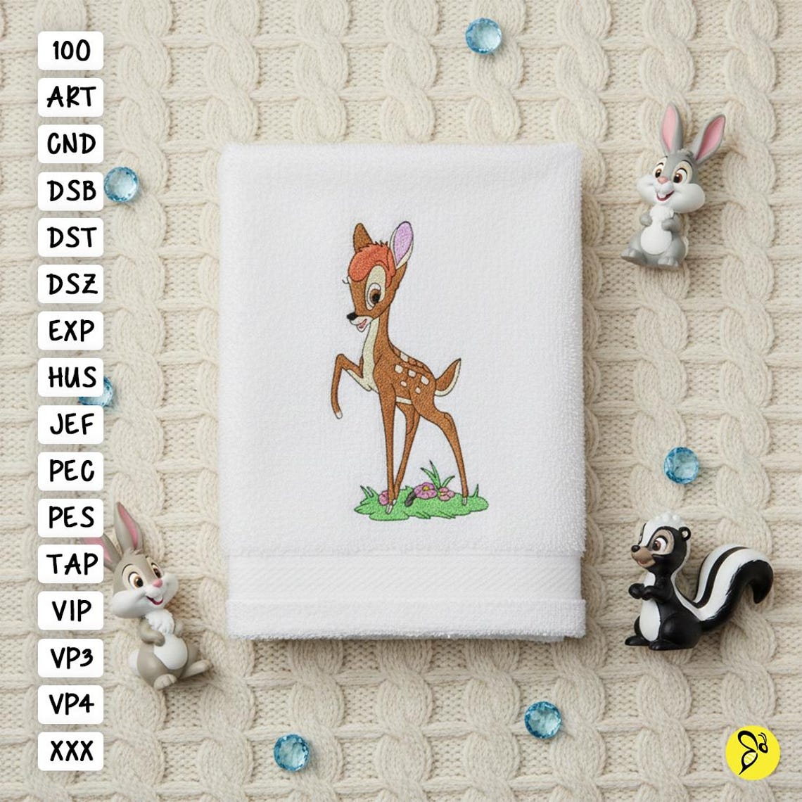 Playful Bambi Machine Embroidery Design, 4x4 and 5x7 Hoop, Bambi ...