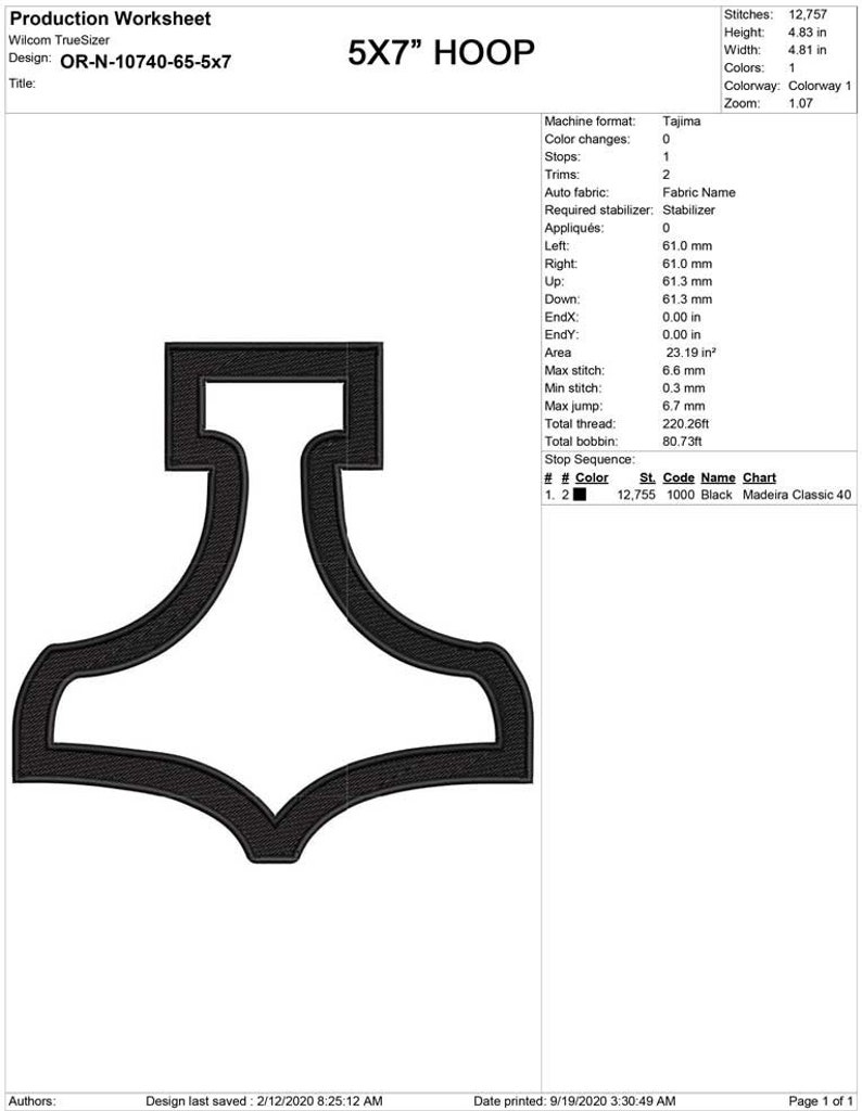 Hammer of Thor Machine Embroidery Design | 4x4 & 5x7 Hoop Embroidery ...