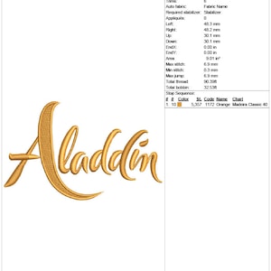 Aladdin Logo Machine Embroidery Design, Logo Embroidery Design, Aladdin ...