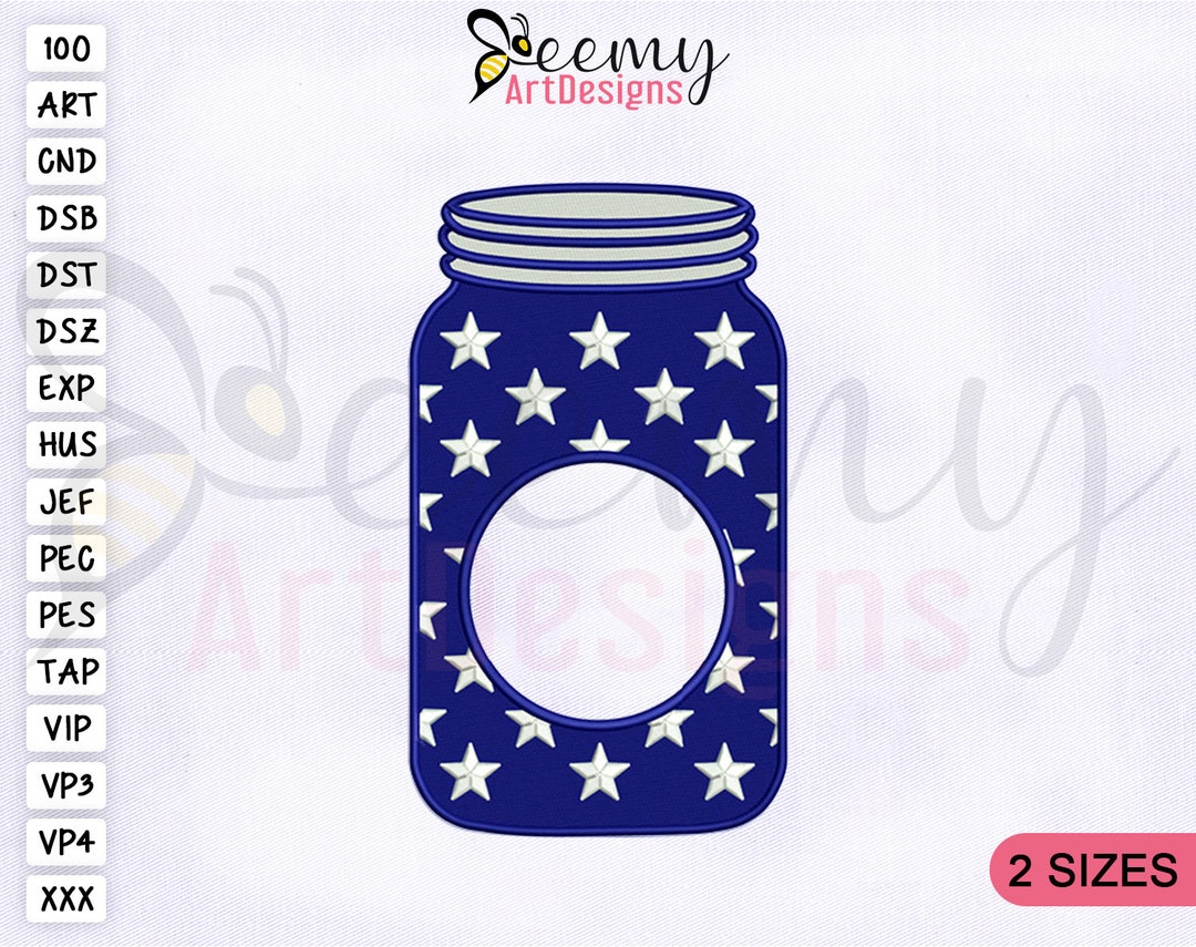 American Mason Jar Monogram Machine Embroidery Designs | 4x4 and 5x7 ...