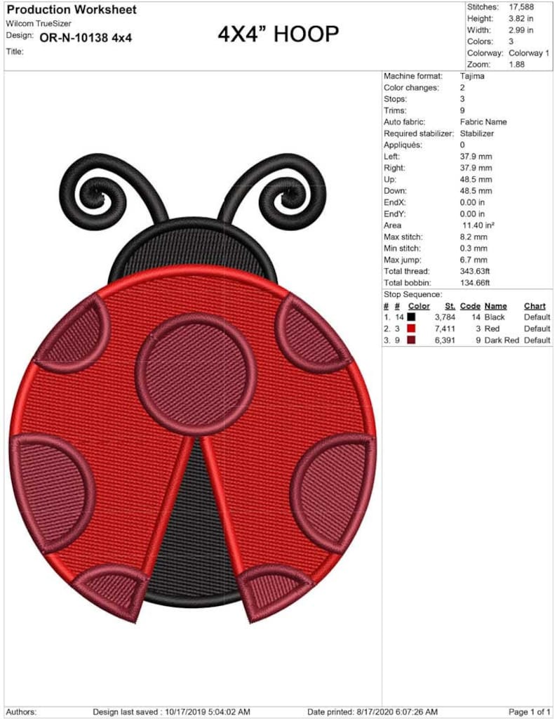Insect Ladybug Machine Embroidery Design 4x4 and 5x7 Hoop | Etsy