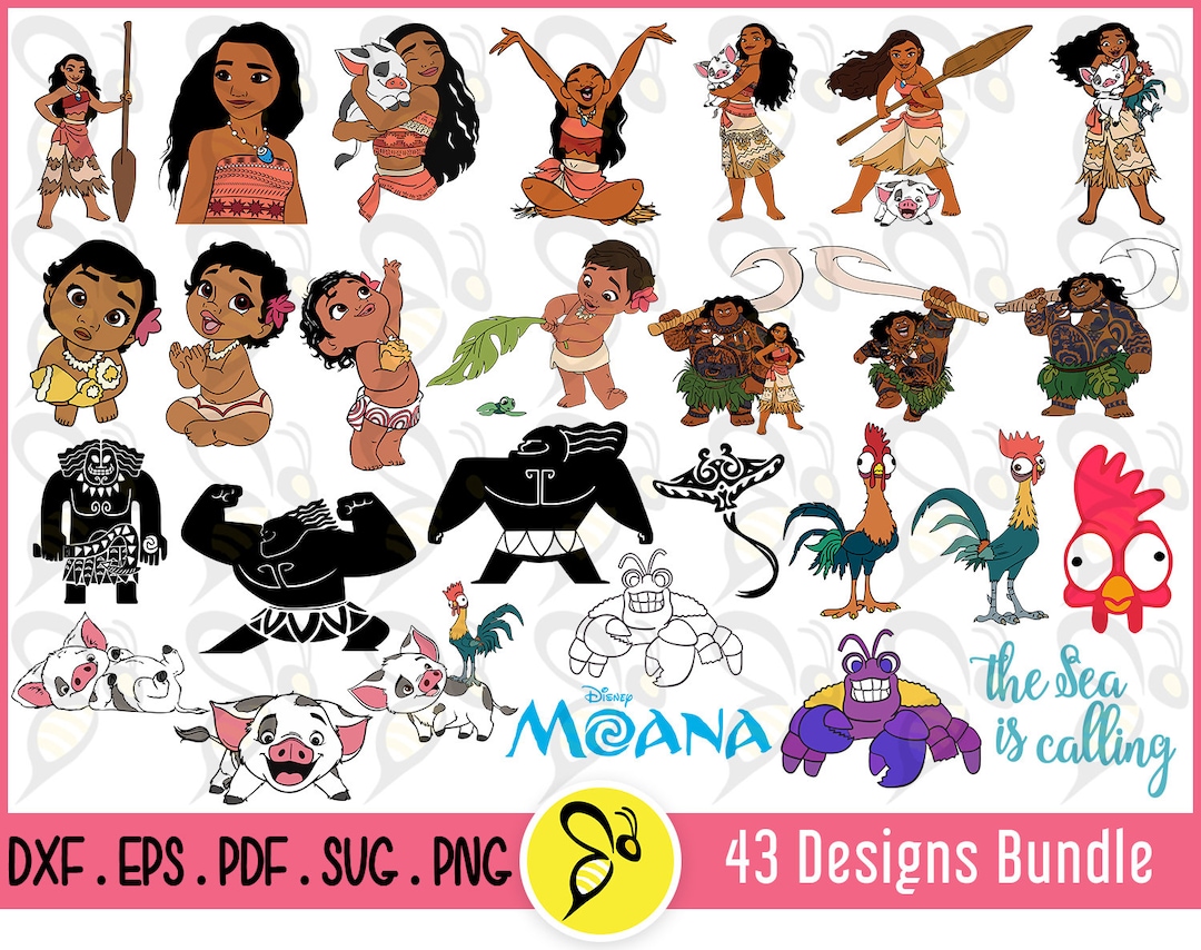 Moana SVG Vector Art Design Bundle, Baby Moana Vector Design, Moana ...