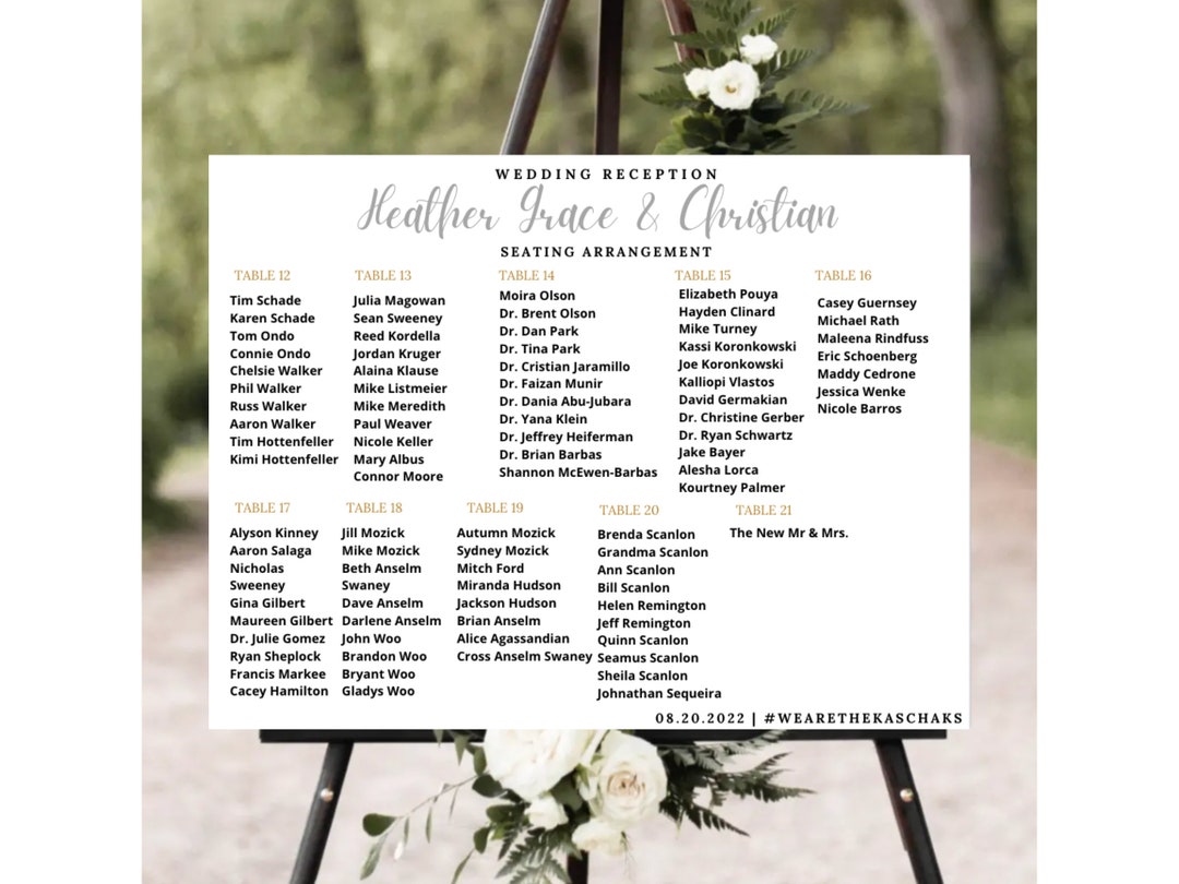 WEDDING Custom Seating Chart for Events, Weddings, Birthdays & More ...