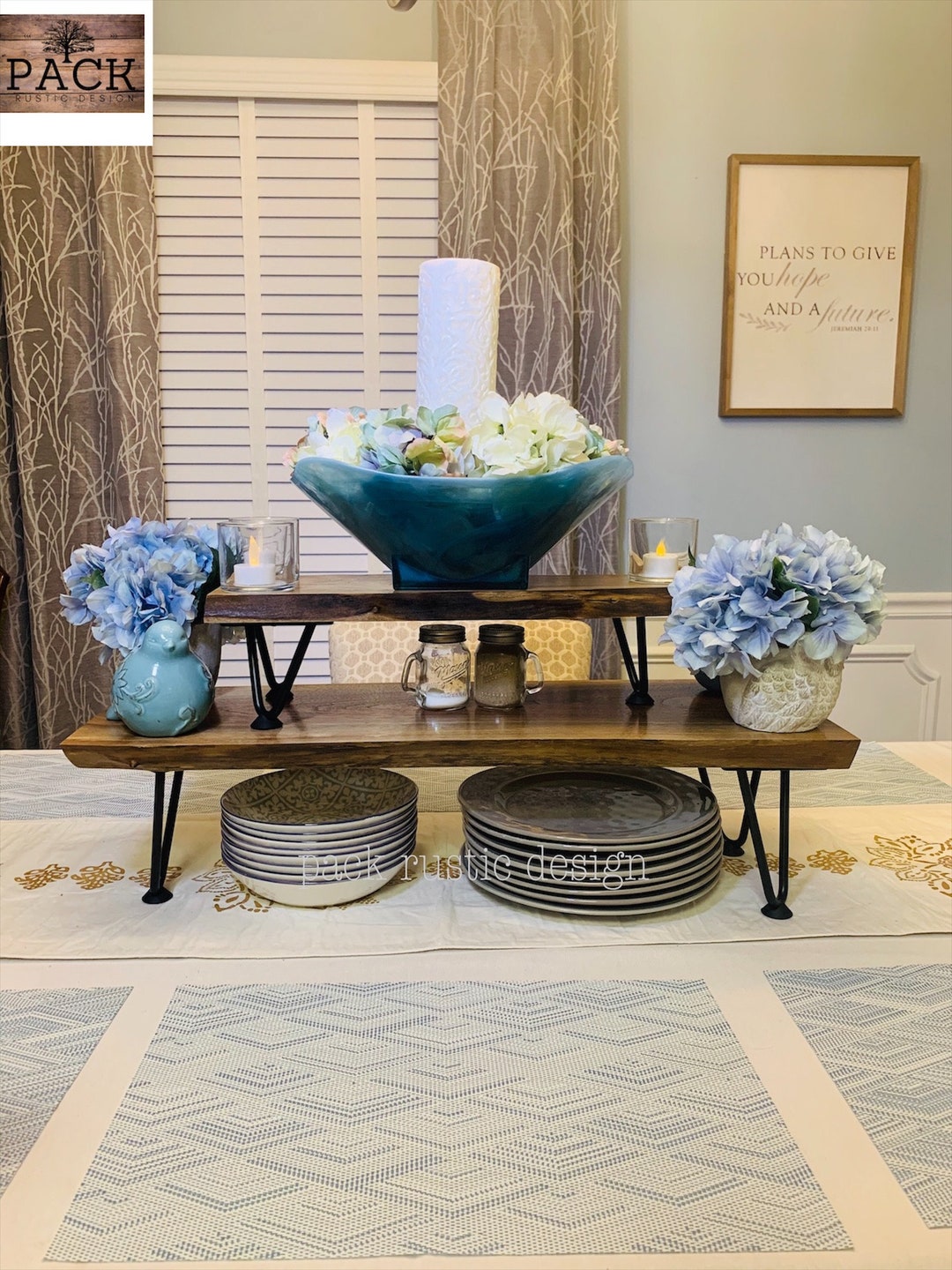 Natural Wood and Metal Display Riser Set. Rustic Display Riser. Wood ...