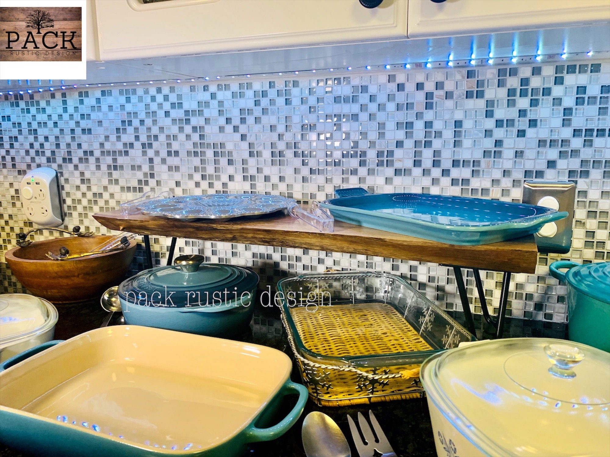 Medium Natural Wood and Metal Display Riser. Rustic Display Riser. Wood ...