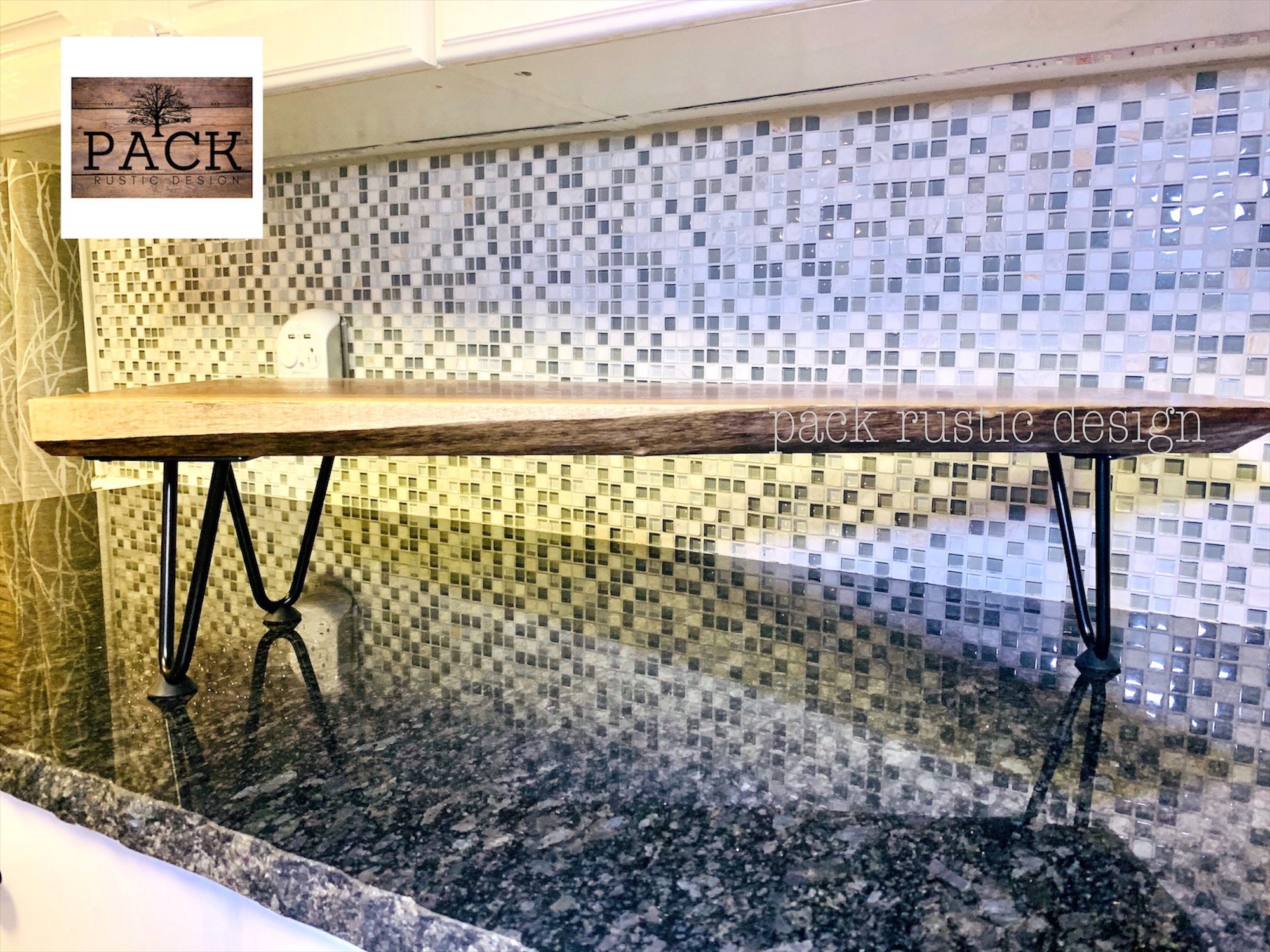 Medium Natural Wood and Metal Display Riser. Rustic Display Riser. Wood ...