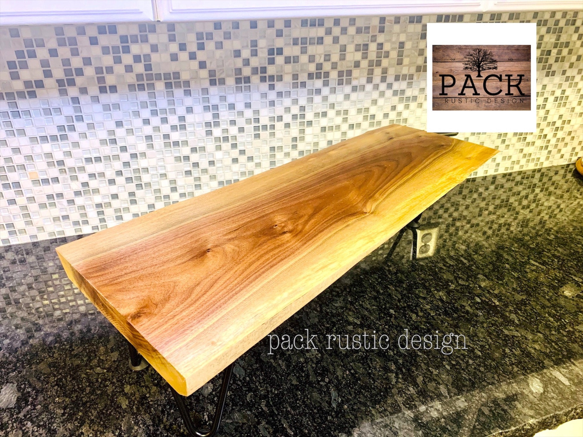 Medium Natural Wood and Metal Display Riser. Rustic Display Riser. Wood ...