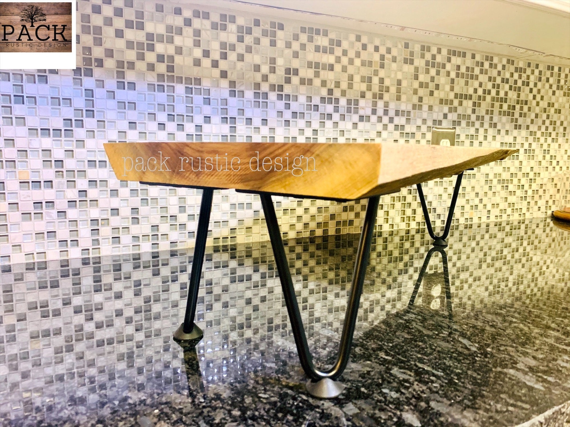 Medium Natural Wood and Metal Display Riser. Rustic Display Riser. Wood ...