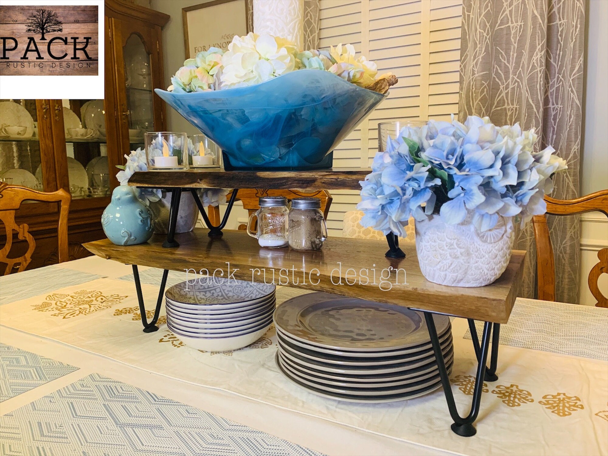 Natural Wood and Metal Display Riser Set. Rustic Display Riser. Wood ...