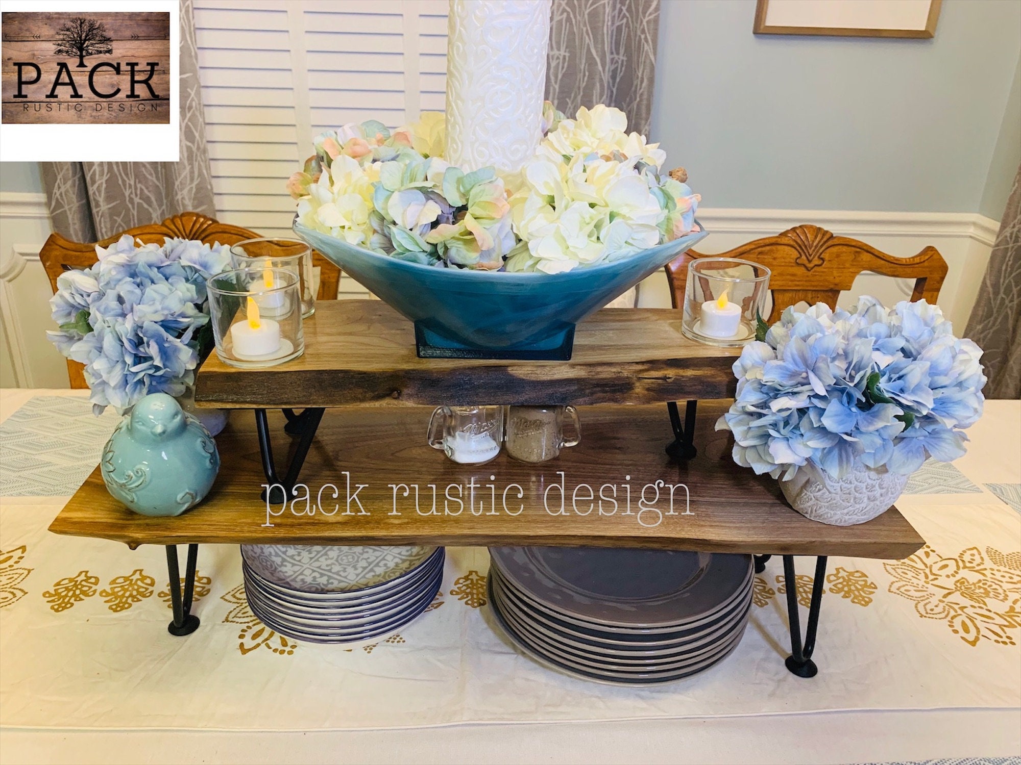 Natural Wood and Metal Display Riser Set. Rustic Display Riser. Wood ...