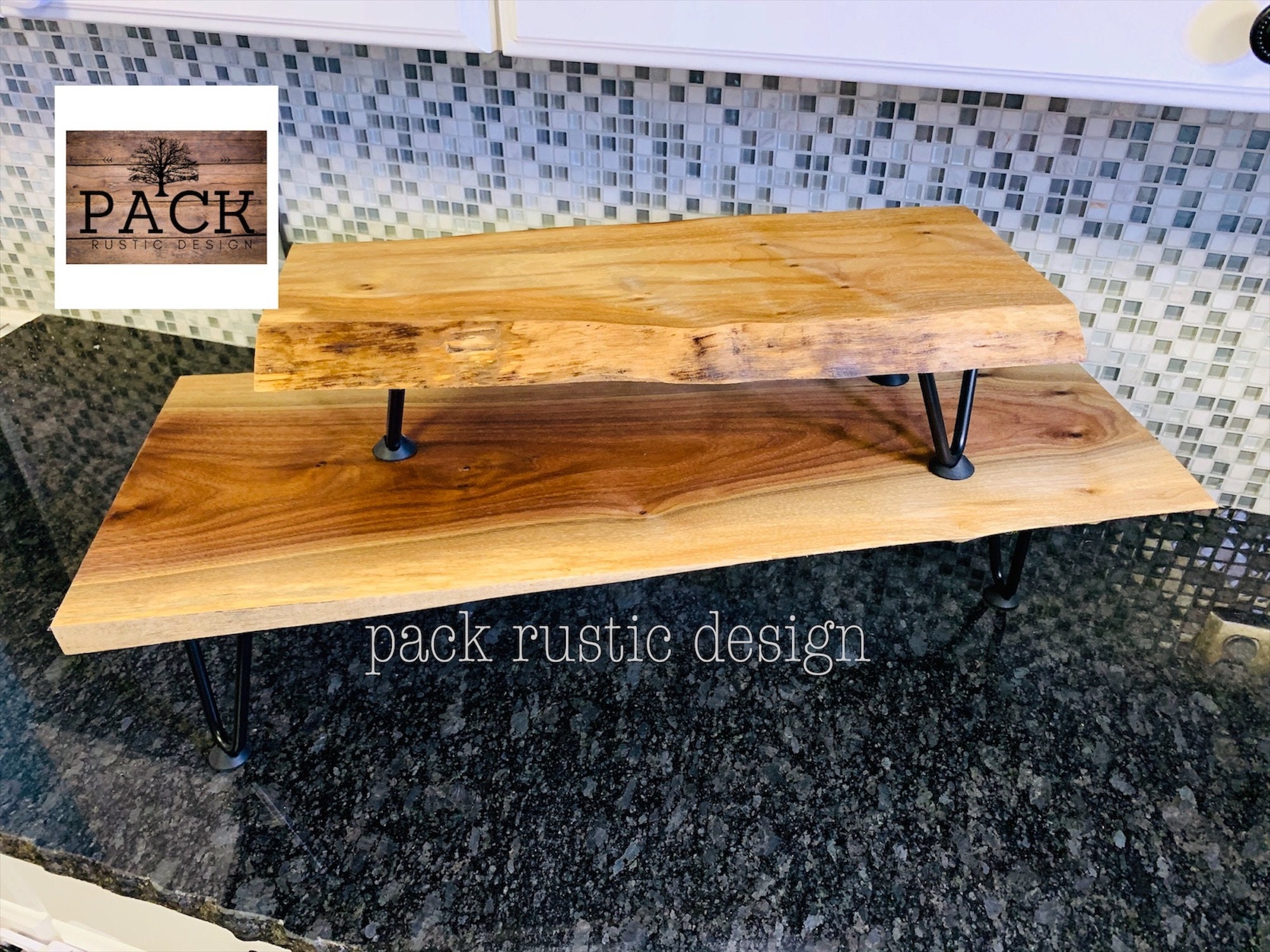 Natural Wood and Metal Display Riser Set. Rustic Display - Etsy