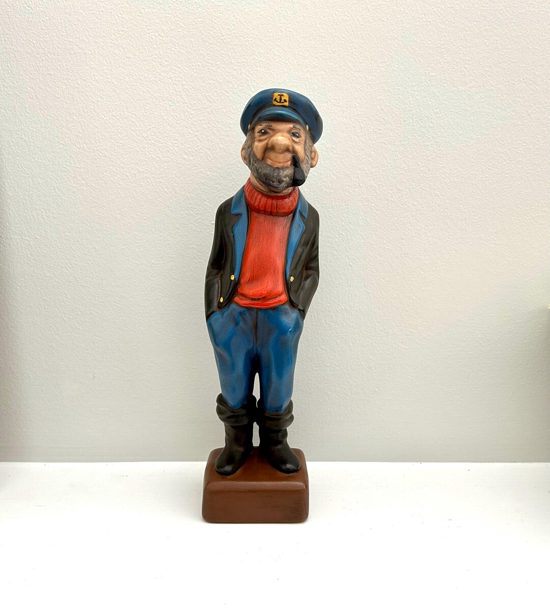 Vintage Sea Captain With Pipe | Hand Painted Ceramic Fisherman Figurine ...