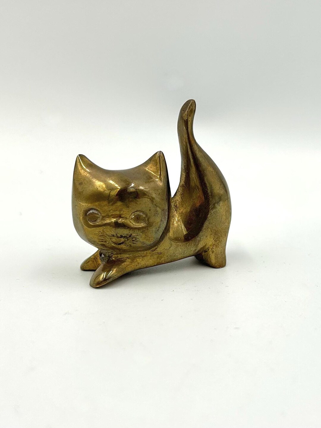 Vintage Brass Cat Figurine | Miniature Solid Brass Kitty | Small Cat ...