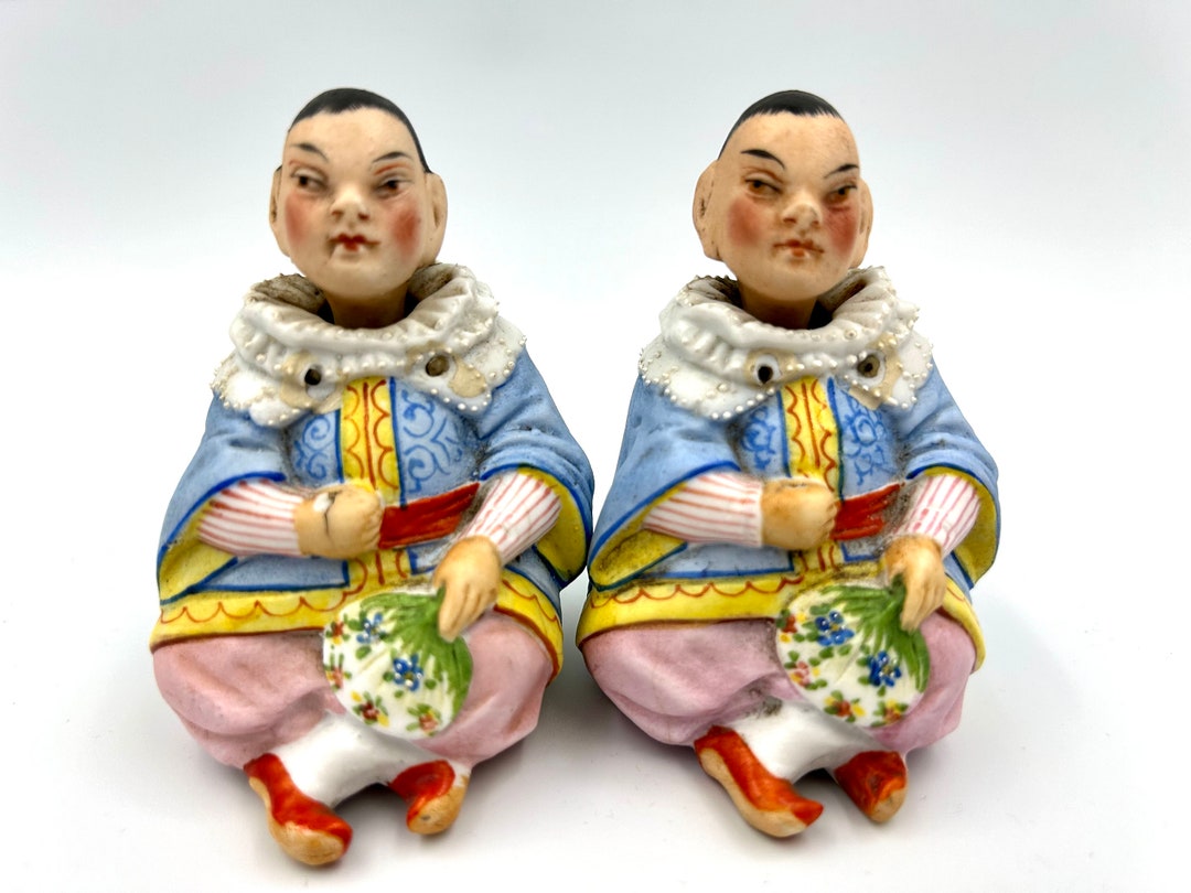 Pair of Antique Bisque Porcelain Nodders German 3 Nodding Asian ...