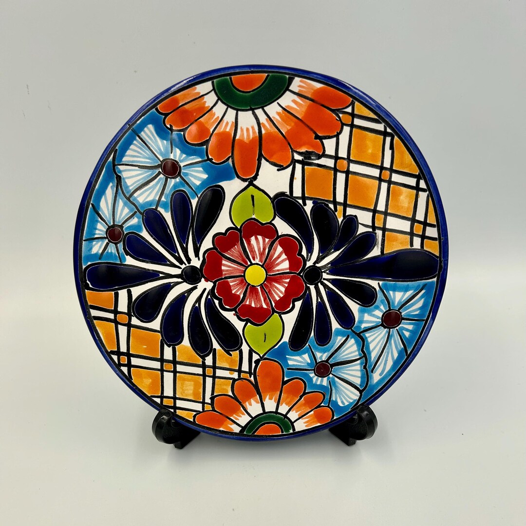 Vintage Mexican Talavera Folk Art Pottery Trivet Hot Pad 7.5 ...