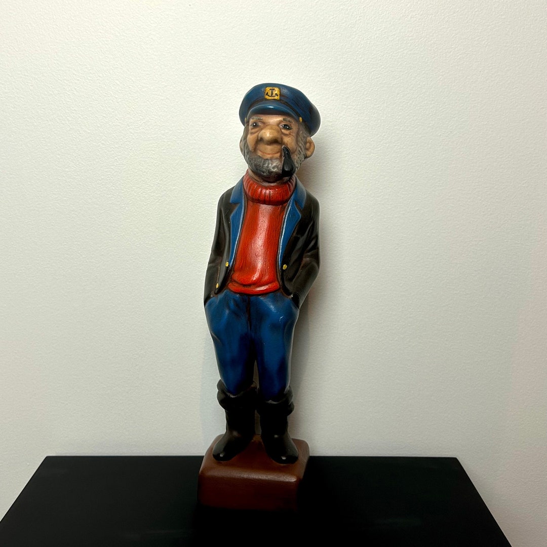 Vintage Sea Captain With Pipe Hand Painted Ceramic Fisherman Figurine ...