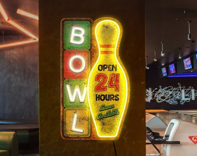 Retro Bowl Neon Sign, Bowling Neon Sign, Bowling Led Sign, Bowling ...