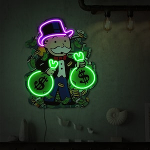 Monopoly Man Neon Sign, Monopoly Cash Light Sign, Monopoly Led Sign ...