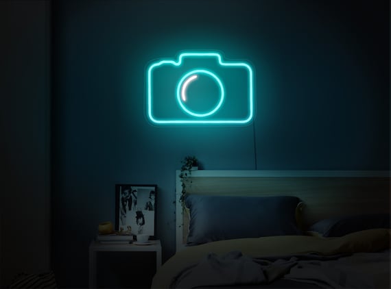 Camera Neon Signcamera Led Signcamera Wall Decorphotography - Etsy