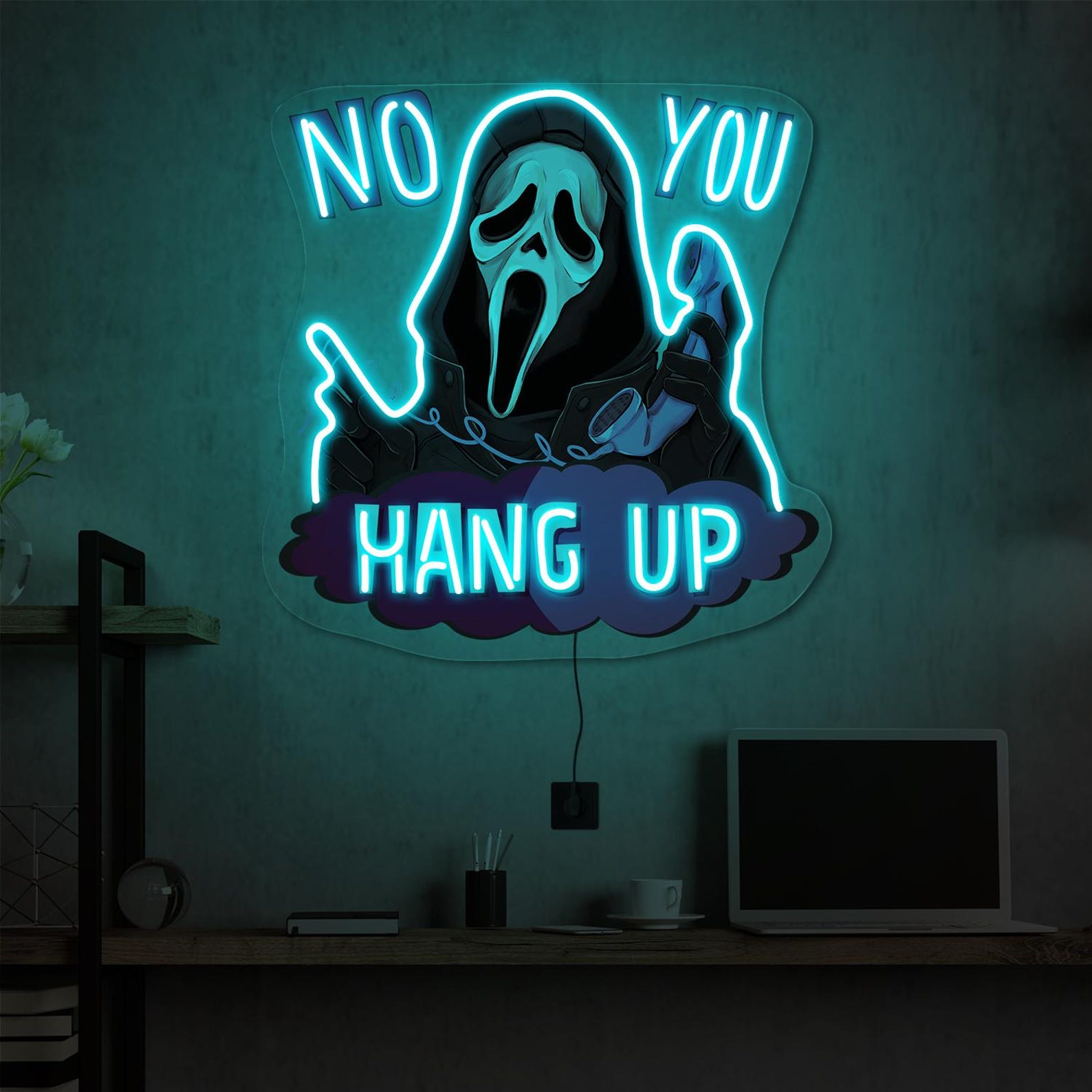 No You Hang up Neon Sign, No You Hang up Led Sign, Skull Neon Sign ...