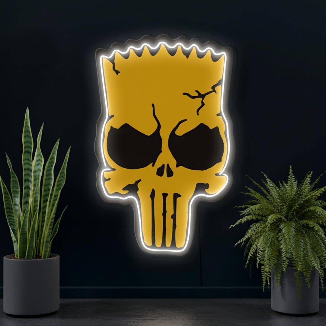 Bart Simpson Wall Decor, Skull LED Light Sign, Cool Skull Neon Sign ...