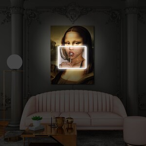 Mona Lisa Neon Sign, Mona Lisa Neon Poster, Unique Neon Art, Mona Lisa ...