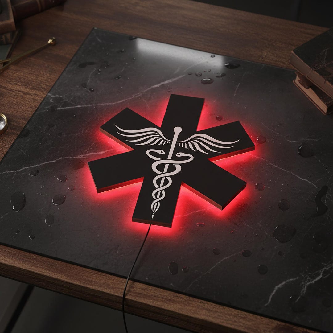 Paramedic Led Sign, Star of Life Light up Sign, EMT Decor Neon Light ...