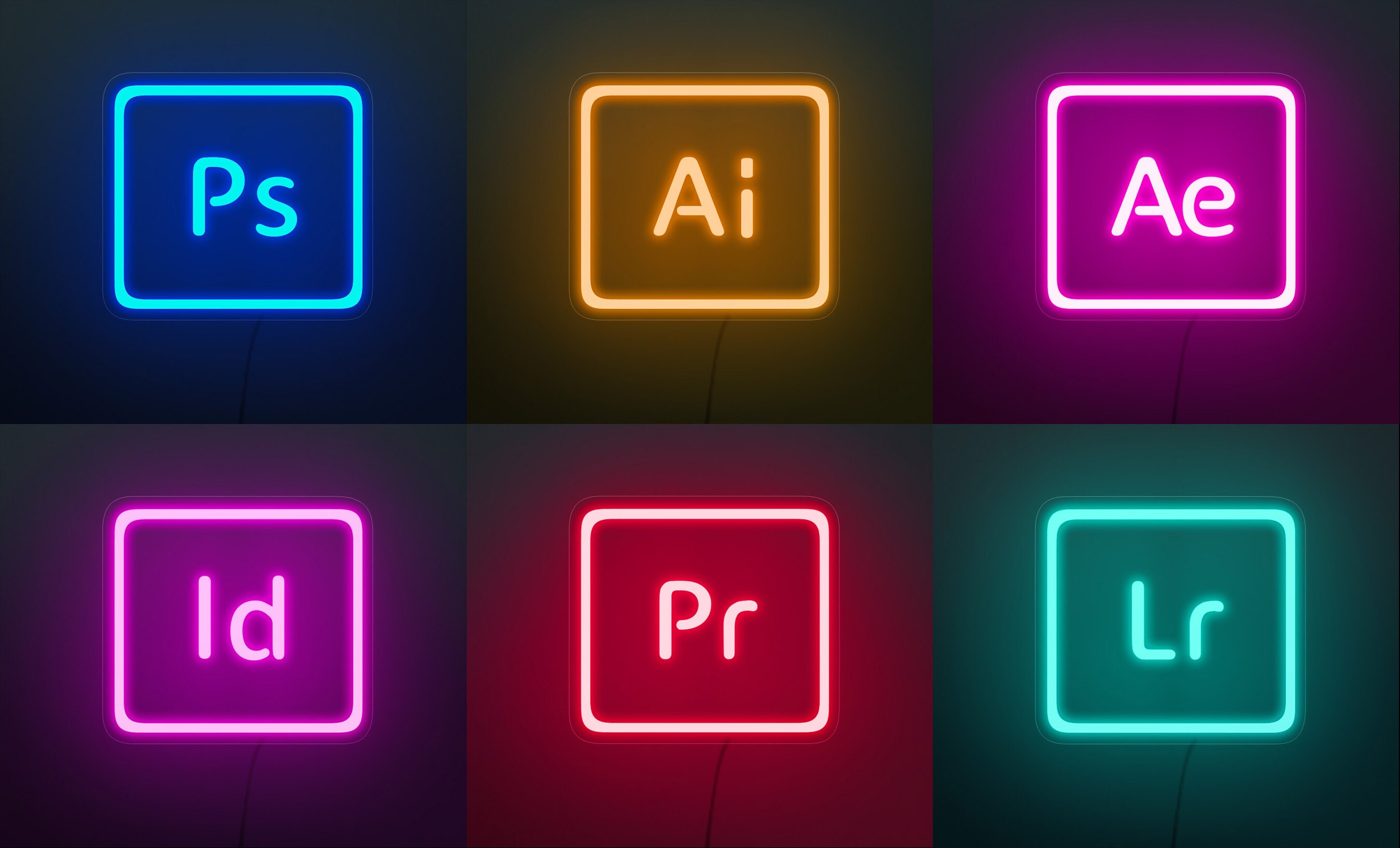 Adobe icons neon signAdobe icons led signAdobe icons wall | Etsy