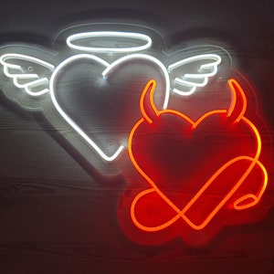 Angel and devil neon signHeart neon signHeart neon | Etsy
