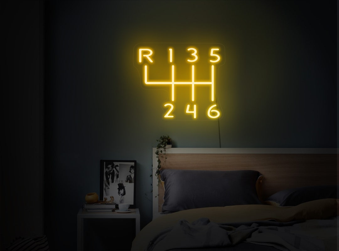 6 Speed Shifter Neon Sign, Manual Transmission Wall Art, Car Enthusiast ...